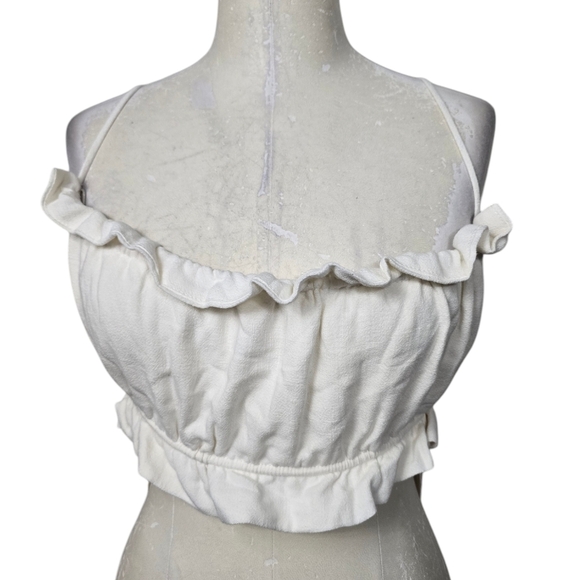 Bardot | Tops | Nwt Bardot The Barely There Ruffle Ivory Linen Blend ...